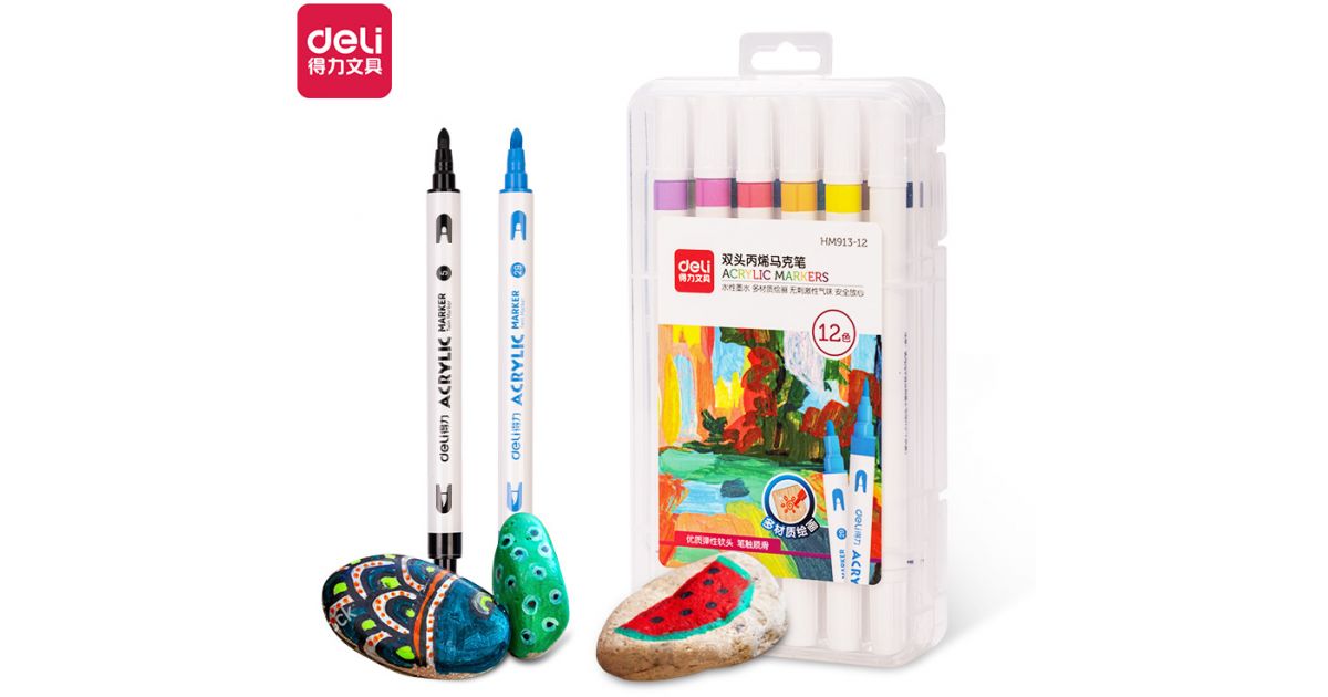 Acrylic Marker Deli 12 Colors · Stationery