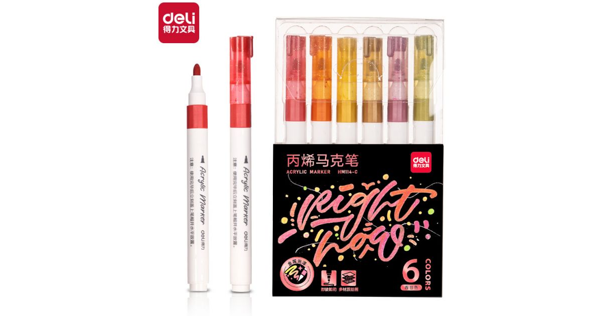 Acrylic Marker (SPRING) Deli 6 Colors · Stationery