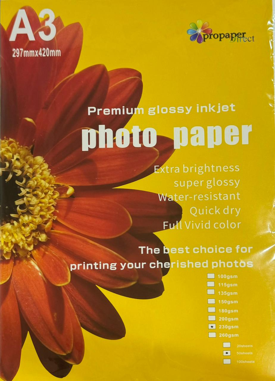 Photo paper PROPAPER DIRECT 230gsm A3 50 Sheets (Color May Vary ...